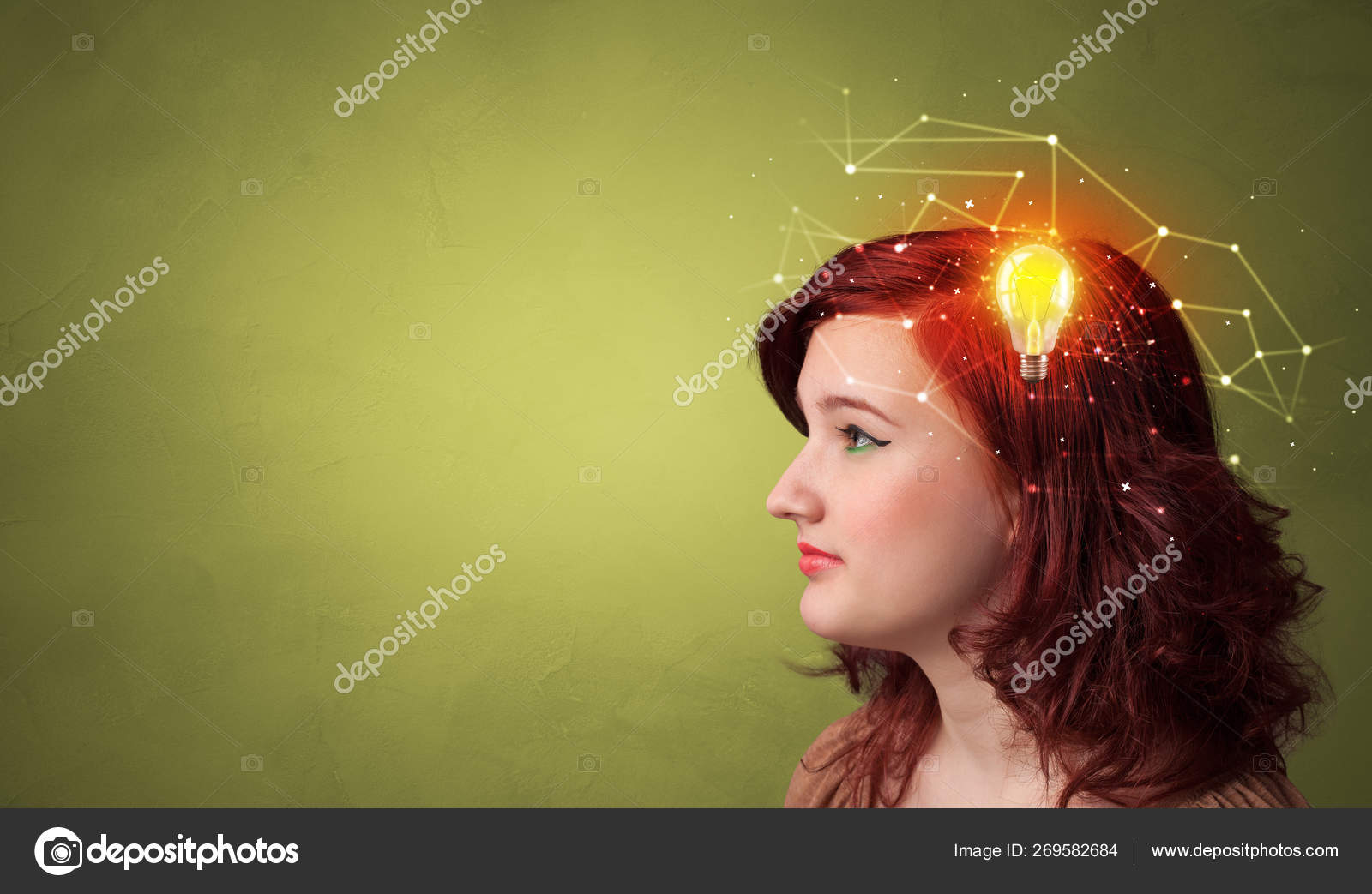 Head with new idea and network concept — Stock Photo © ra2studio #269582684