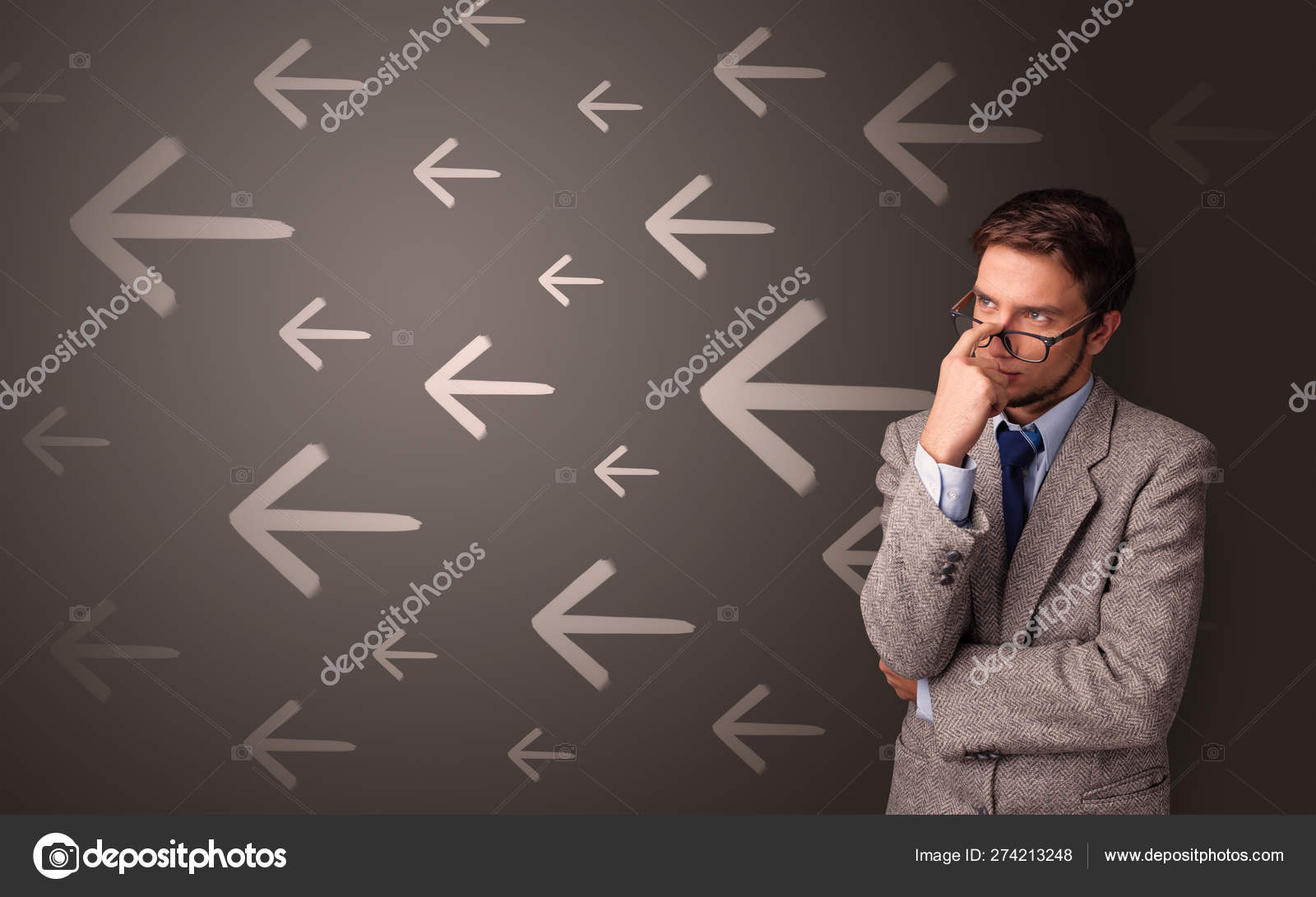 Person thinking with direction concept background Stock Photo by ...