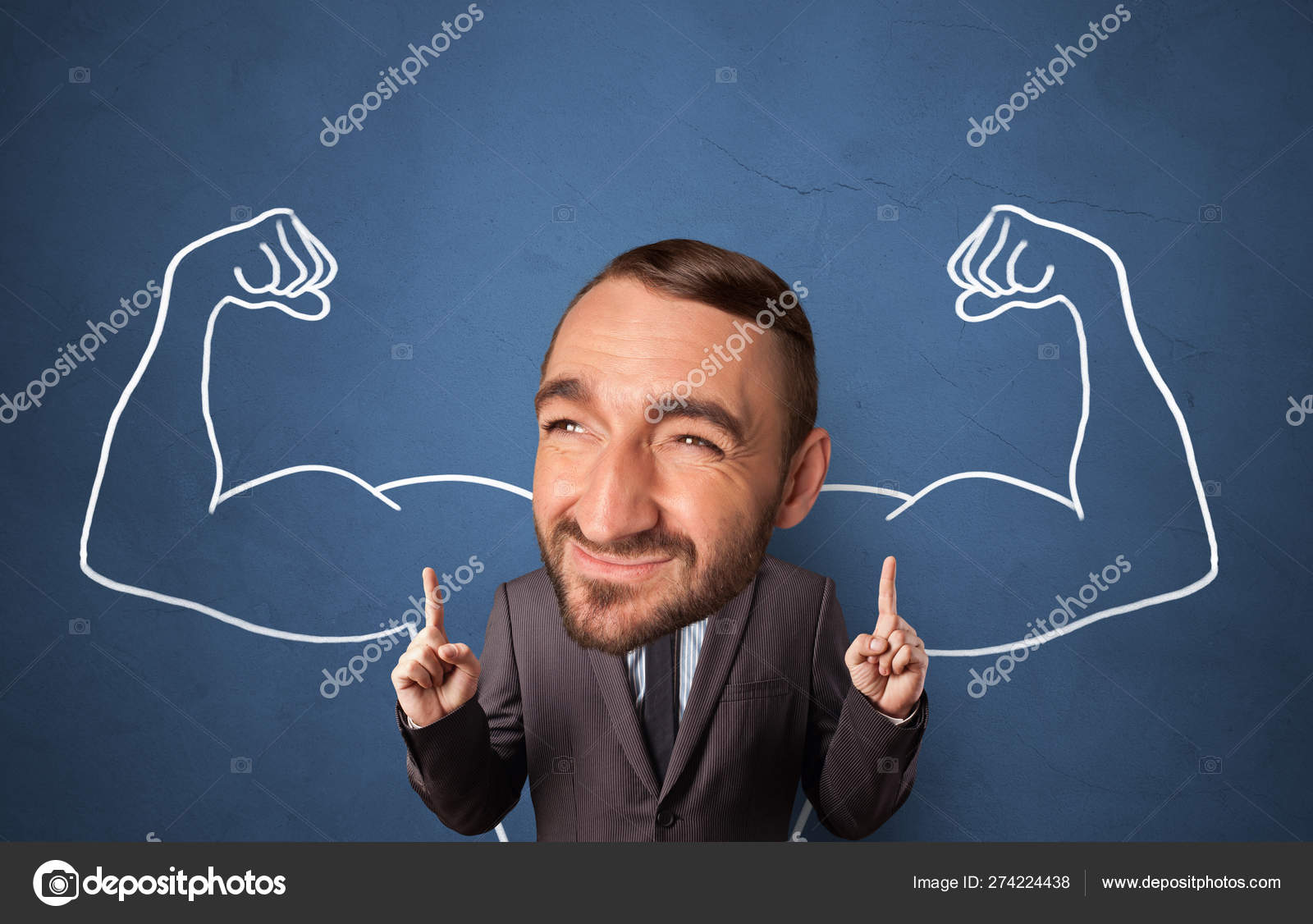 Big head on small body wants to be strong Stock Photo by ©ra2studio ...
