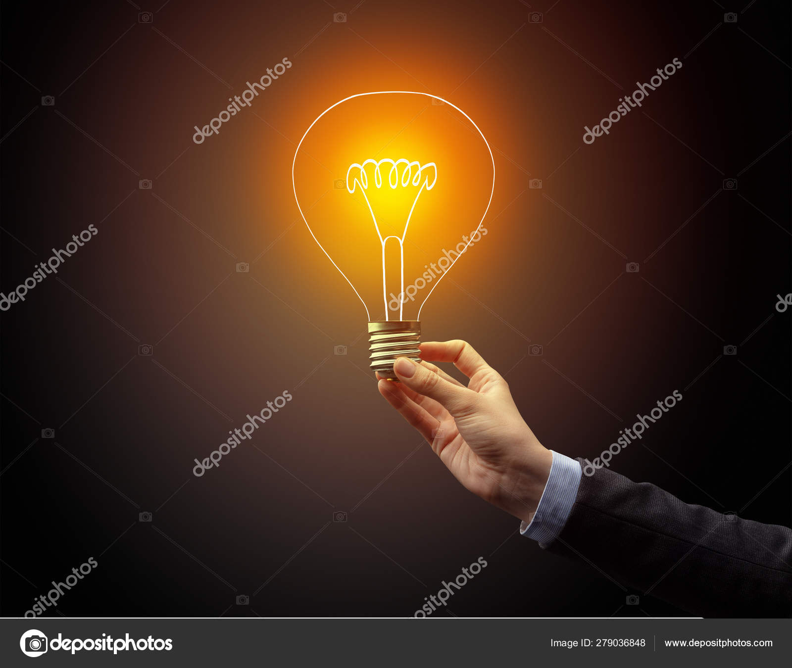 Hand holding light bulb on dark background — Stock Photo © ra2studio ...