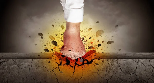 Hand hits intense and breaks stonewall — Stock Photo © ra2studio #228263394