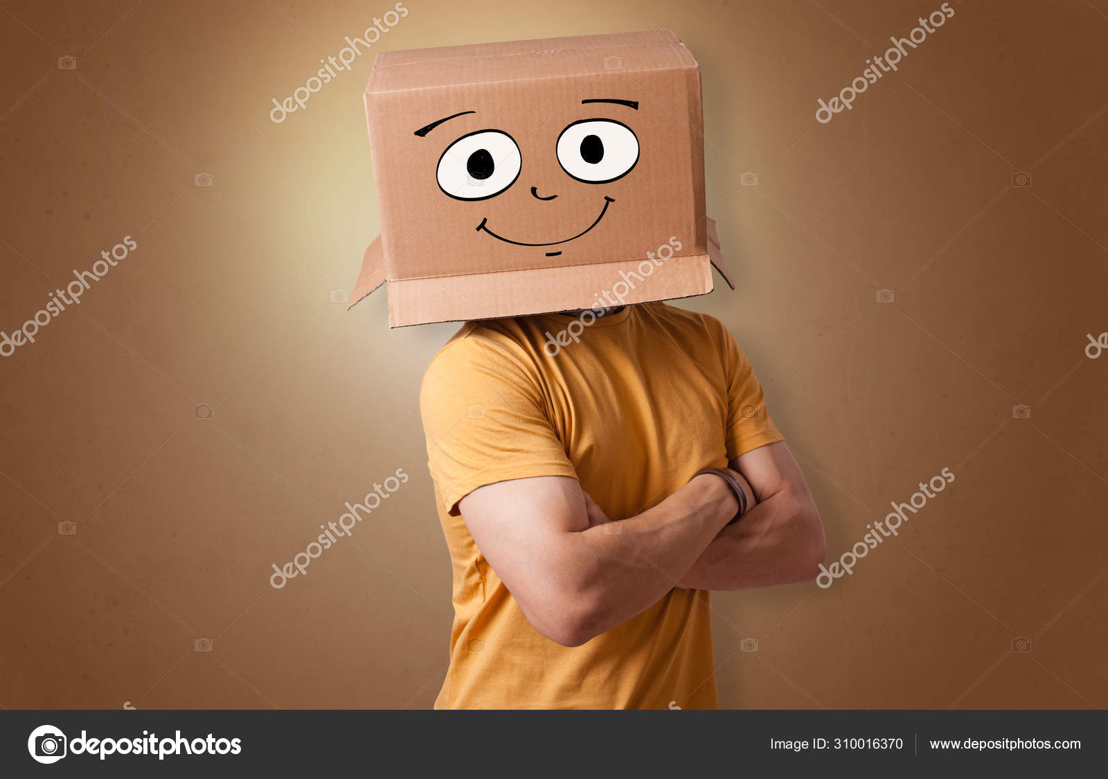 Young boy with happy cardboard box face — Stock Photo © ra2studio ...