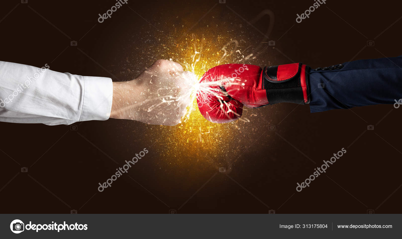 Fighting hands with orange explosion concept — Stock Photo © ra2studio ...