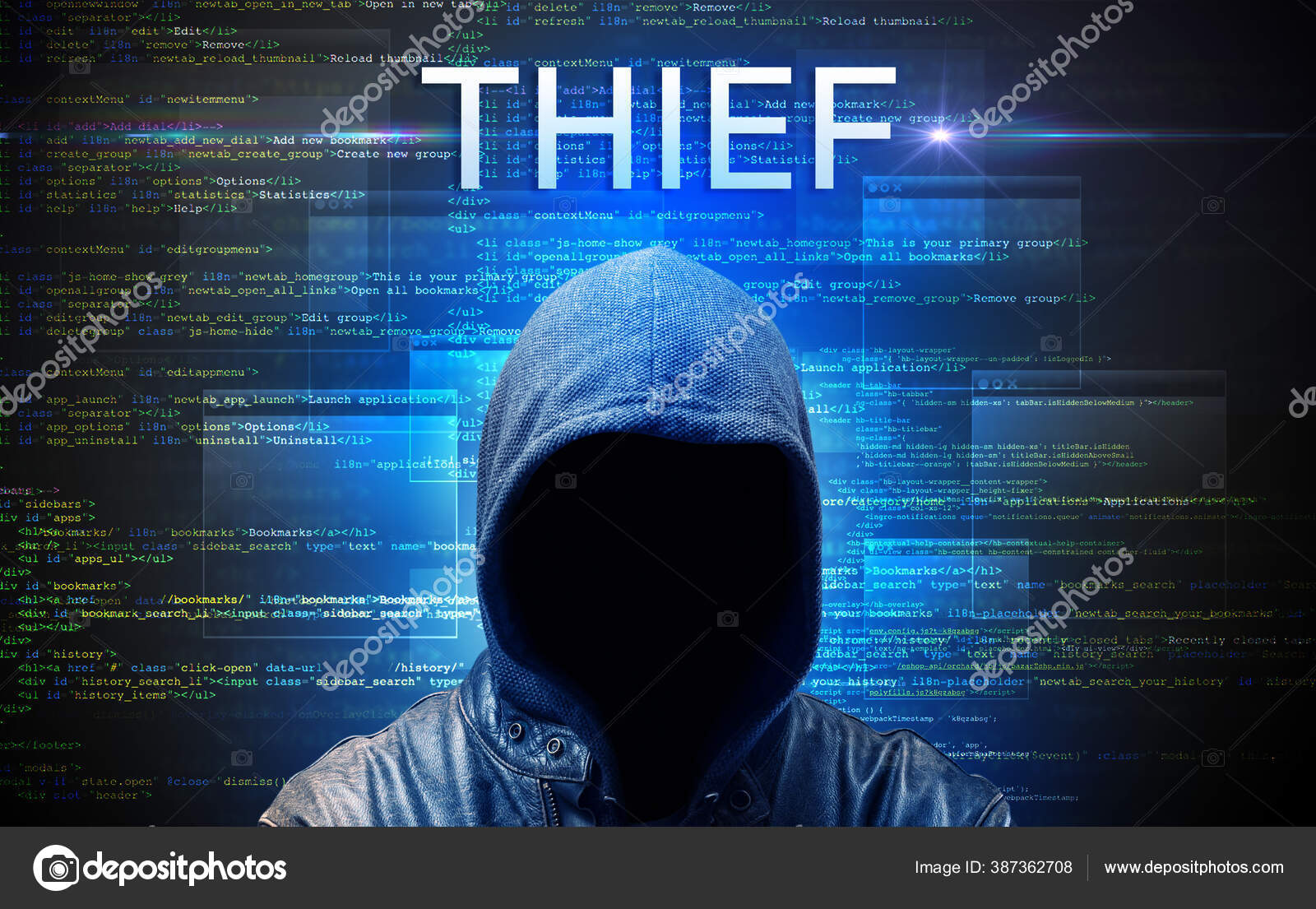 Faceless hacker on code background — Stock Photo © ra2studio #387362708