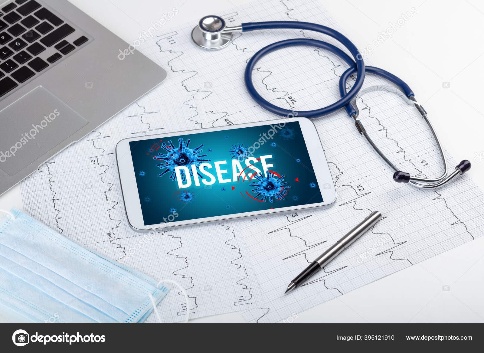 Tablet pc and doctor tools on white surface Stock Photo by ©ra2studio ...