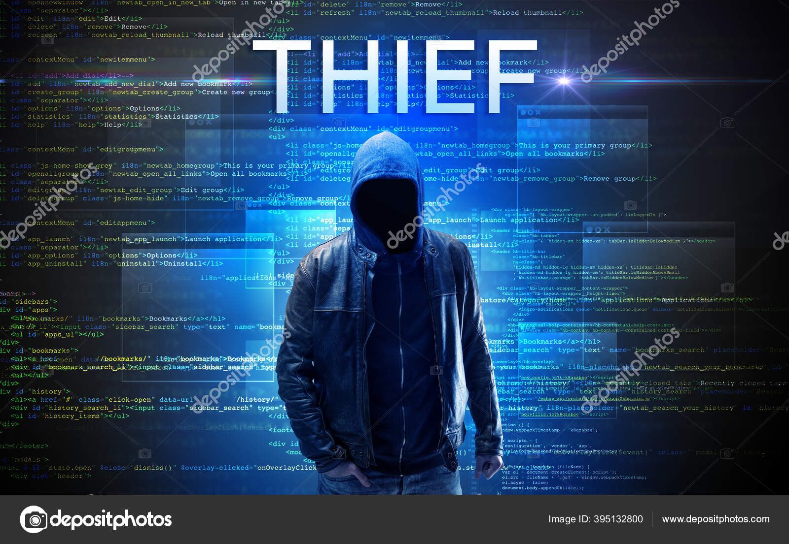 Faceless hacker on code background — Stock Photo © ra2studio #395132800