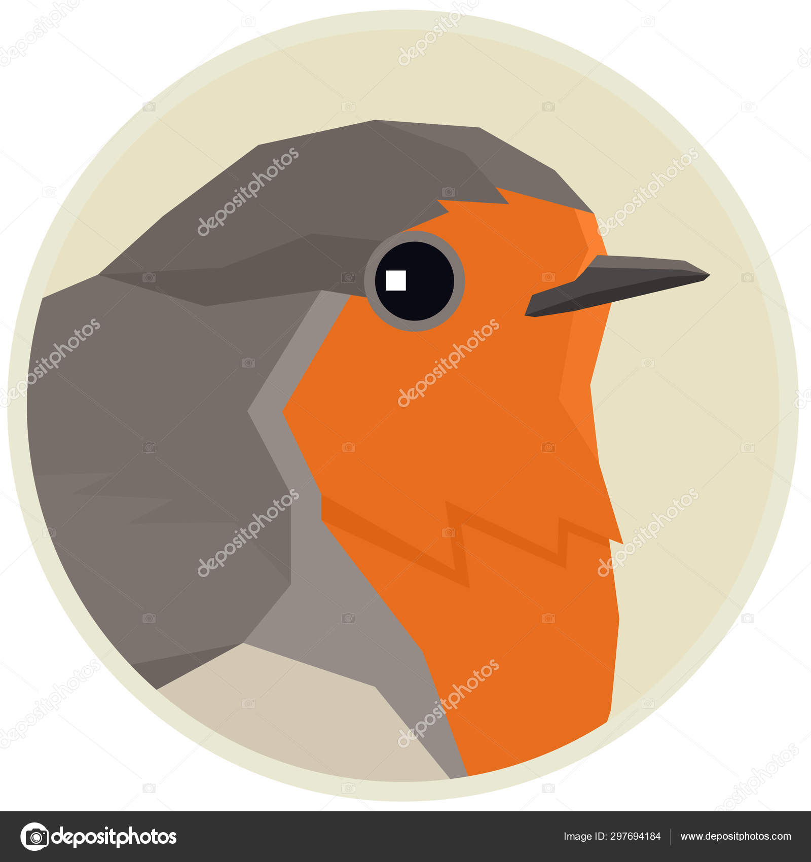 Robin bird Vector illustration Round frame Stock Vector by ©Nenilkime ...