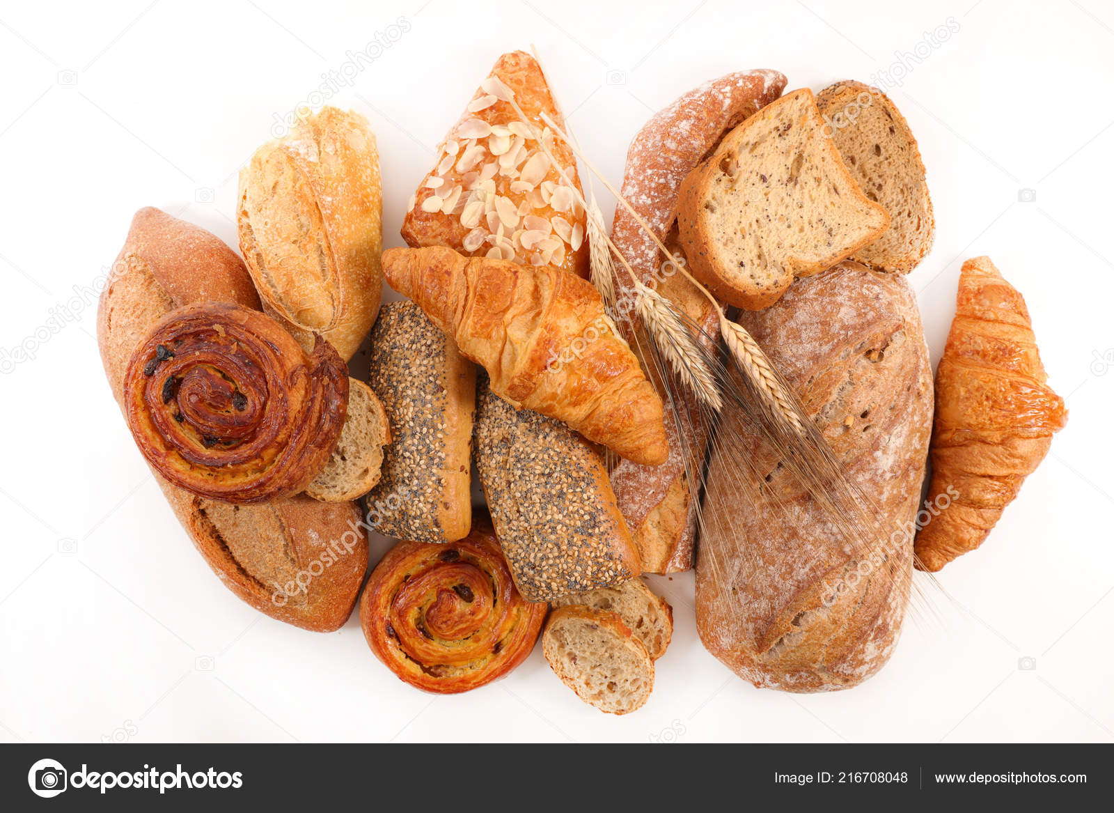 Assorted Bread Pastry Isolated White Background Stock Photo by ©studioM ...