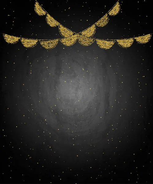 Chalkboard background with golden drawing bunting flags Stock Vector by ...