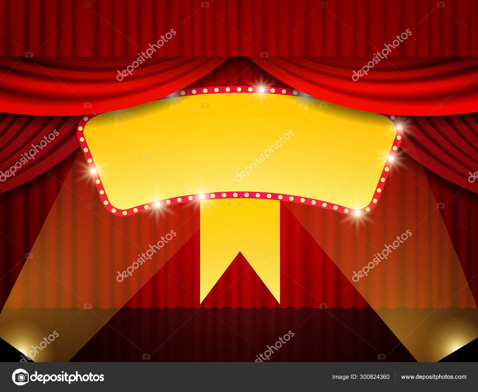 Shining retro banner on stage curtain Stock Vector Image by ©DarkBird ...