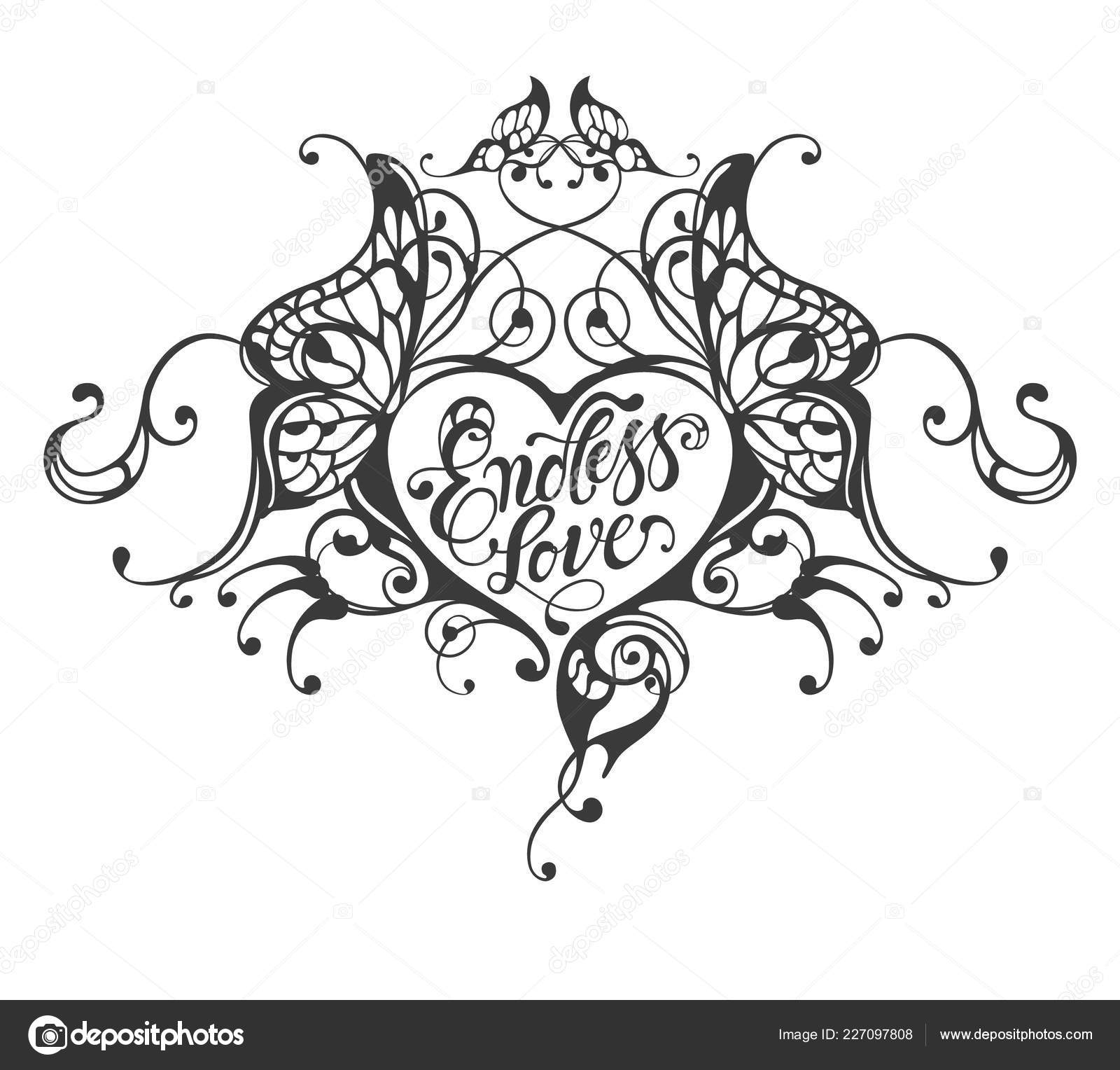 Endless love hand drawn lettering in heart frame Stock Vector Image by ...