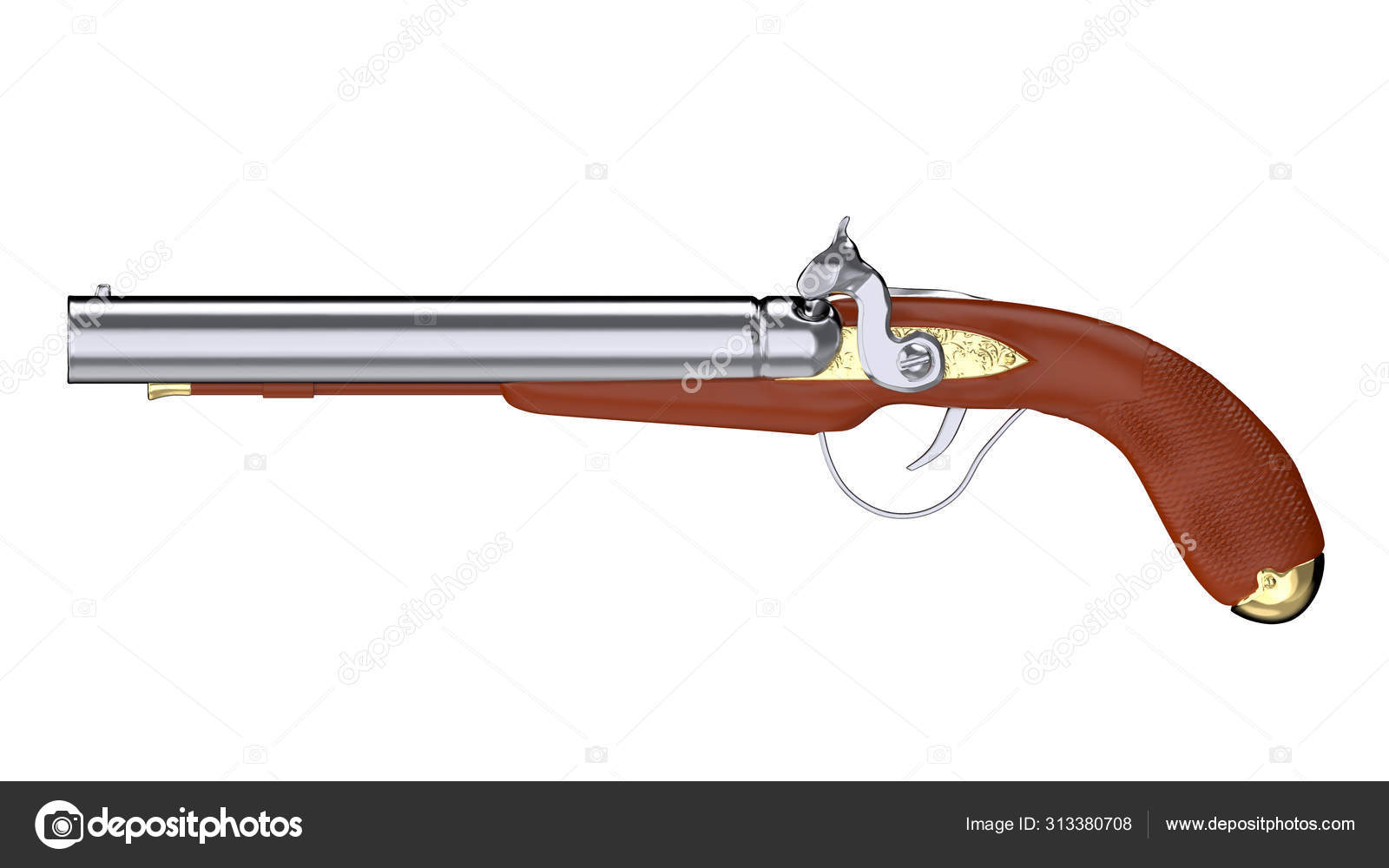 Howdah hunter pistol old 3d side Stock Photo by ©ilterriorm 313380708