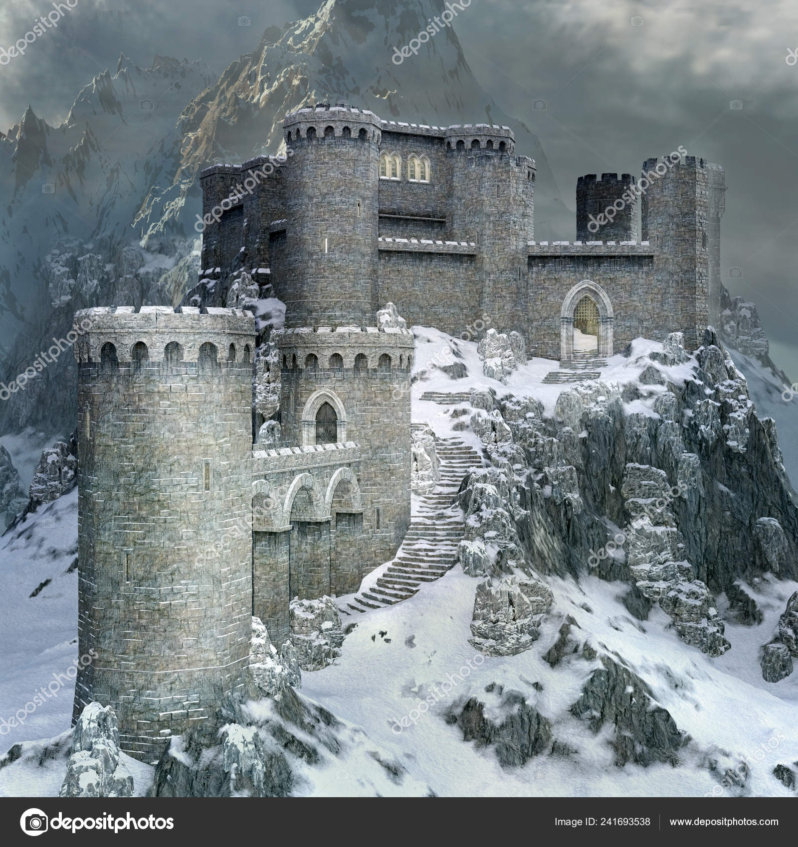 Medieval Castle Winter Scenery Illustration — Stock Photo © Ellerslie ...