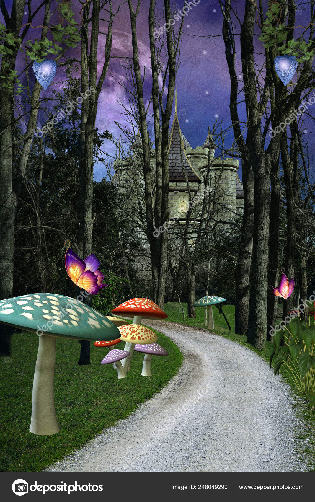 Enchanted Pathway Forest Taking Magic Castle Illustration — Stock Photo ...