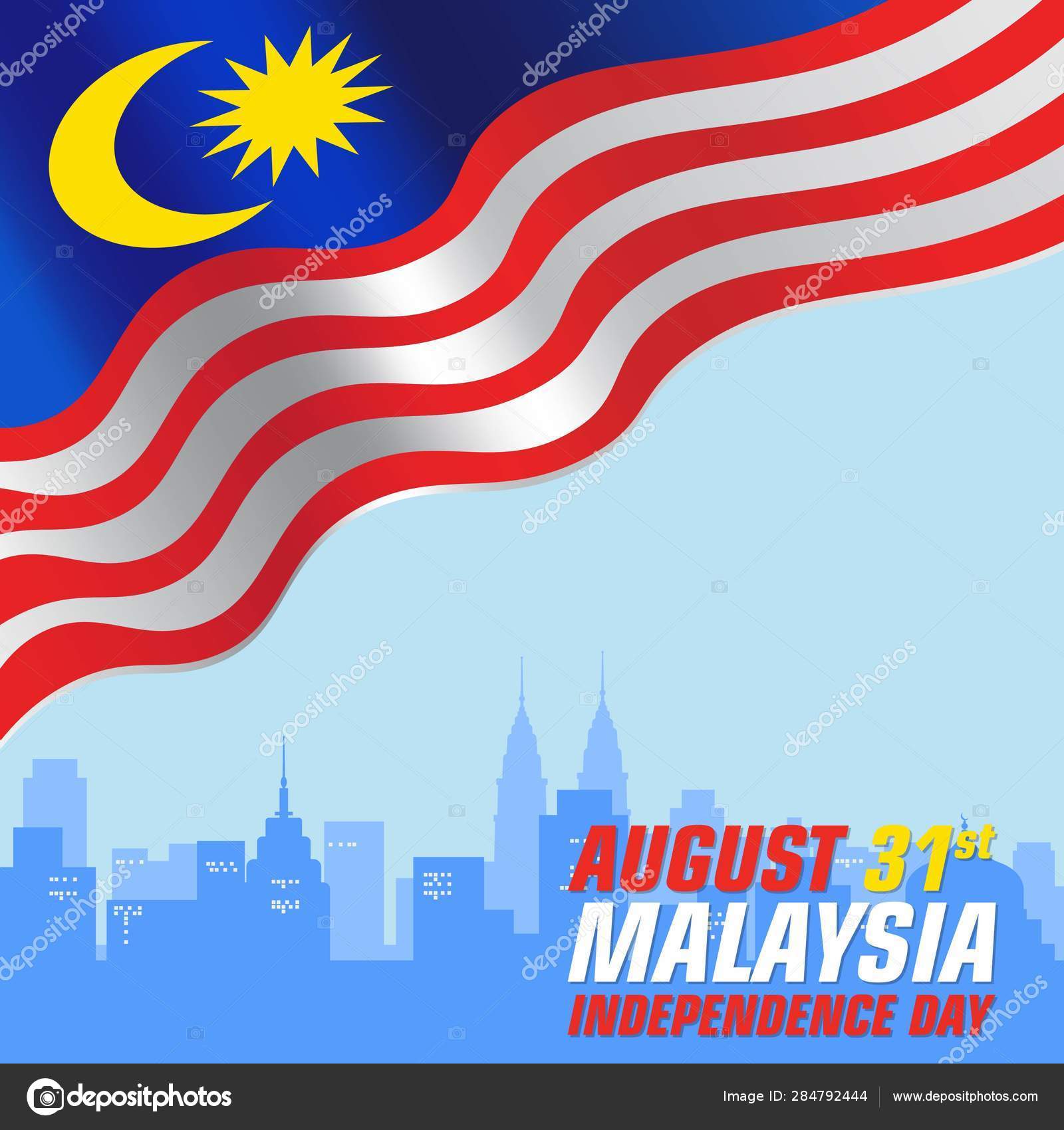 Illustration Malaysia's Independence Day Concept Malaysian Flag Text ...