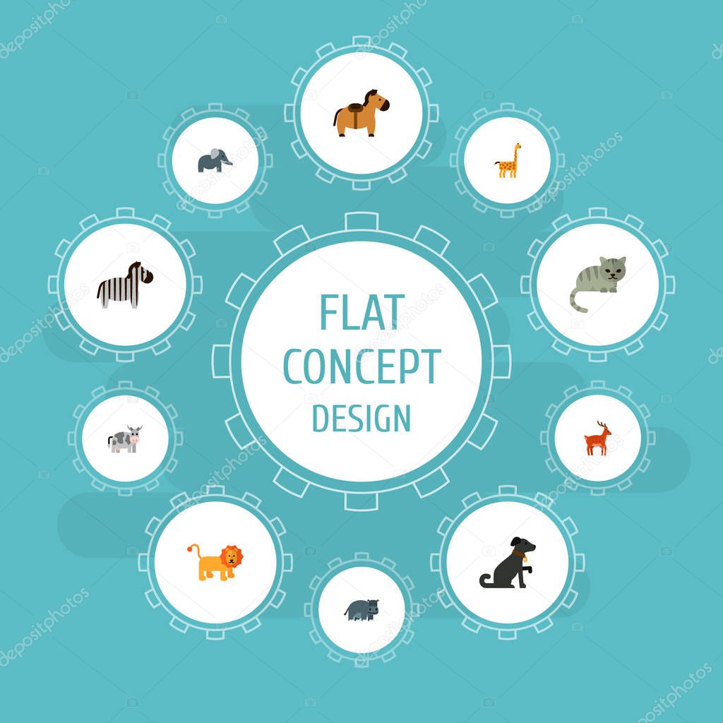 Conjunto de iconos de animales símbolos de estilo plano con ciervos ...