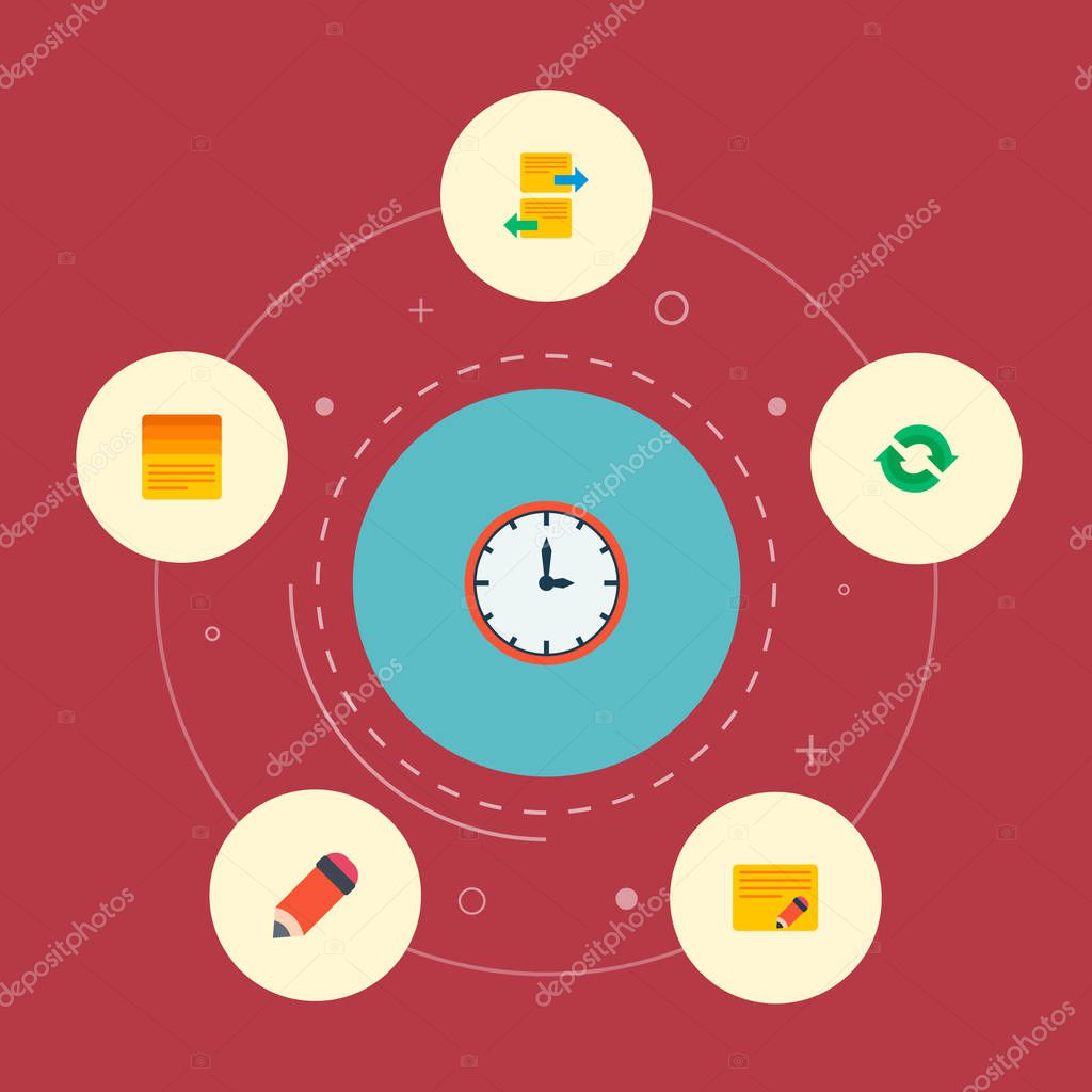 Conjunto de iconos de proyecto símbolos de estilo plano con lápiz ...