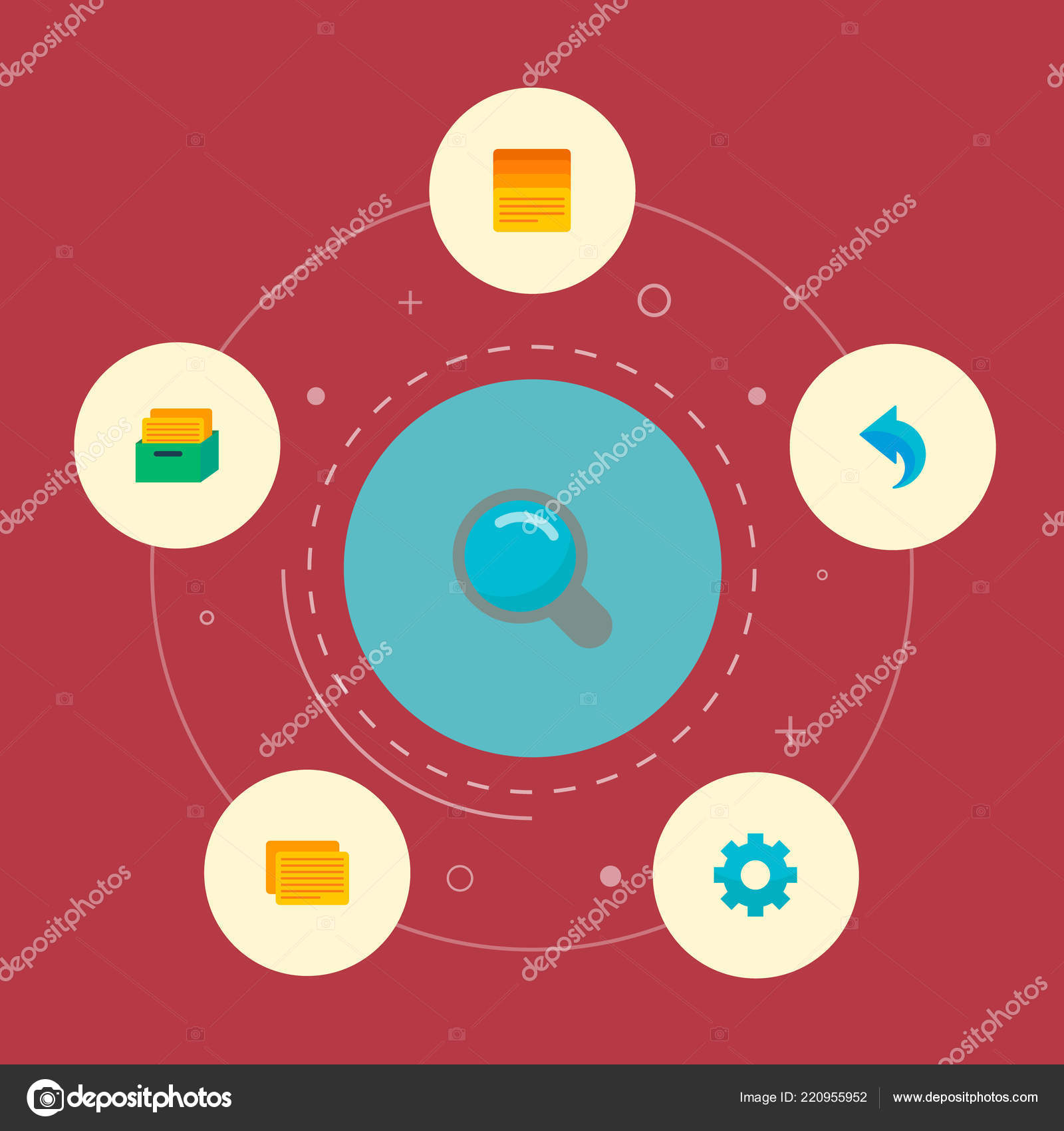 Set of task manager icons flat style symbols with search, task, task ...