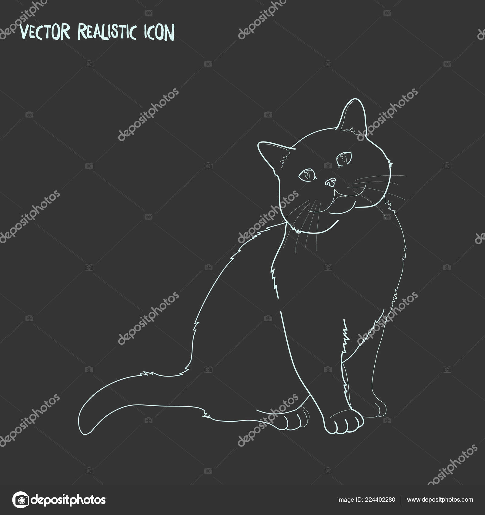 Cat icon line element. Vector illustration of cat icon line isolated on ...