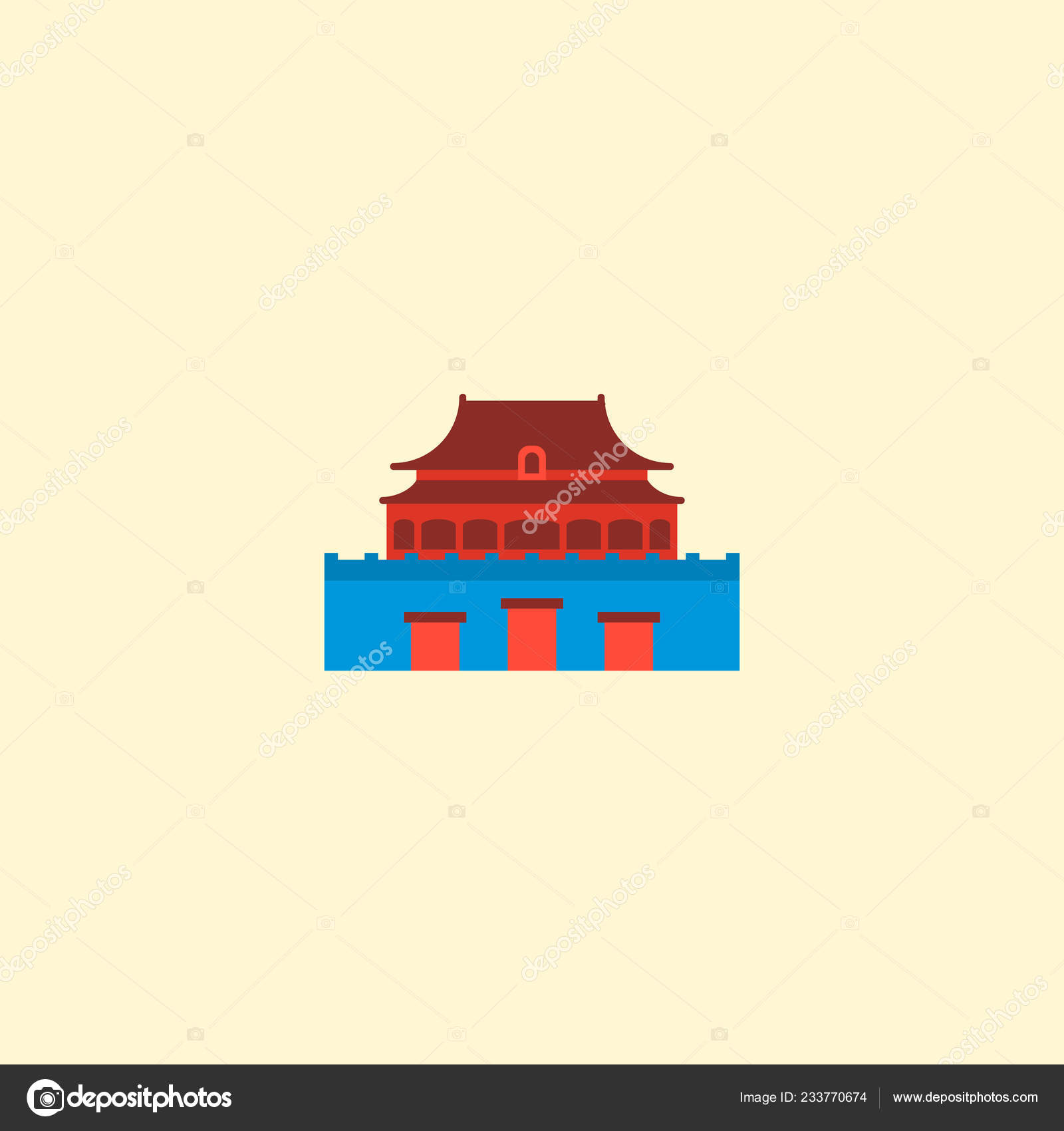Beijing icon flat element. illustration of beijing icon flat isolated ...