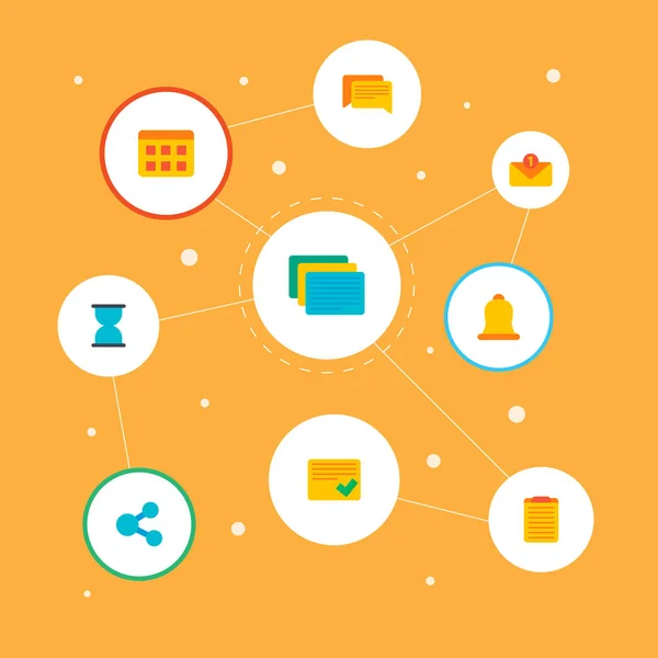 Set of task manager icons flat style symbols with completed tasks ...