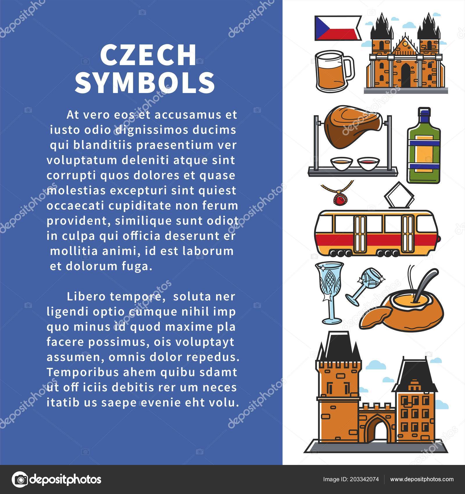 Czech Symbols Poster Headline Signs European Country Stock Vector by ...