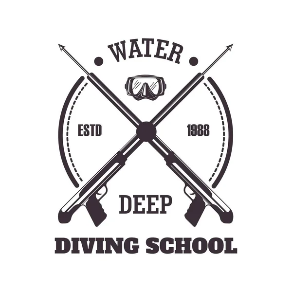 Diving School Deep Water Monochrome Emblems Set Stock Vector by ...