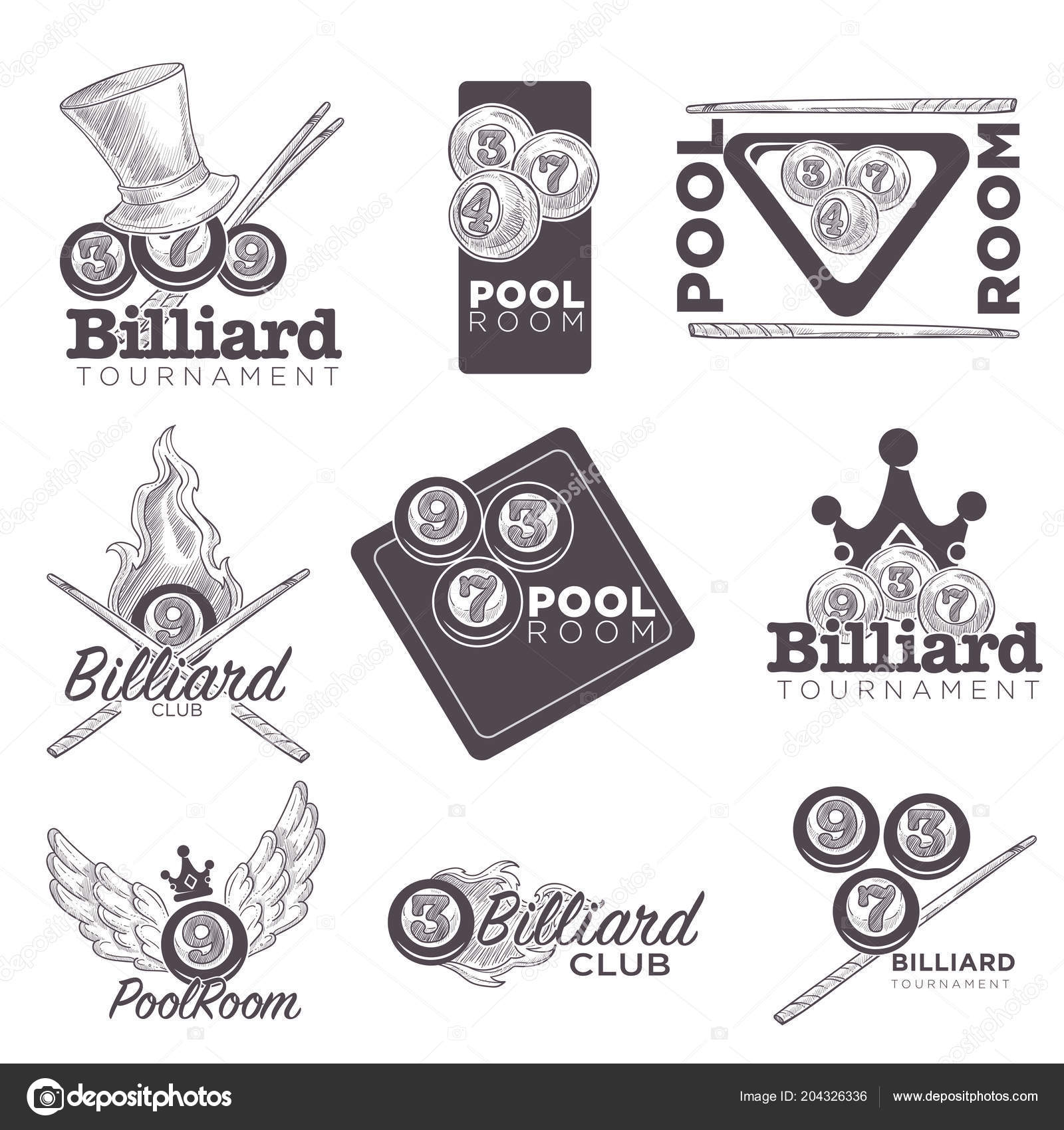 Billiard Poolroom Logos Championship Club Stock Vector Image by ...