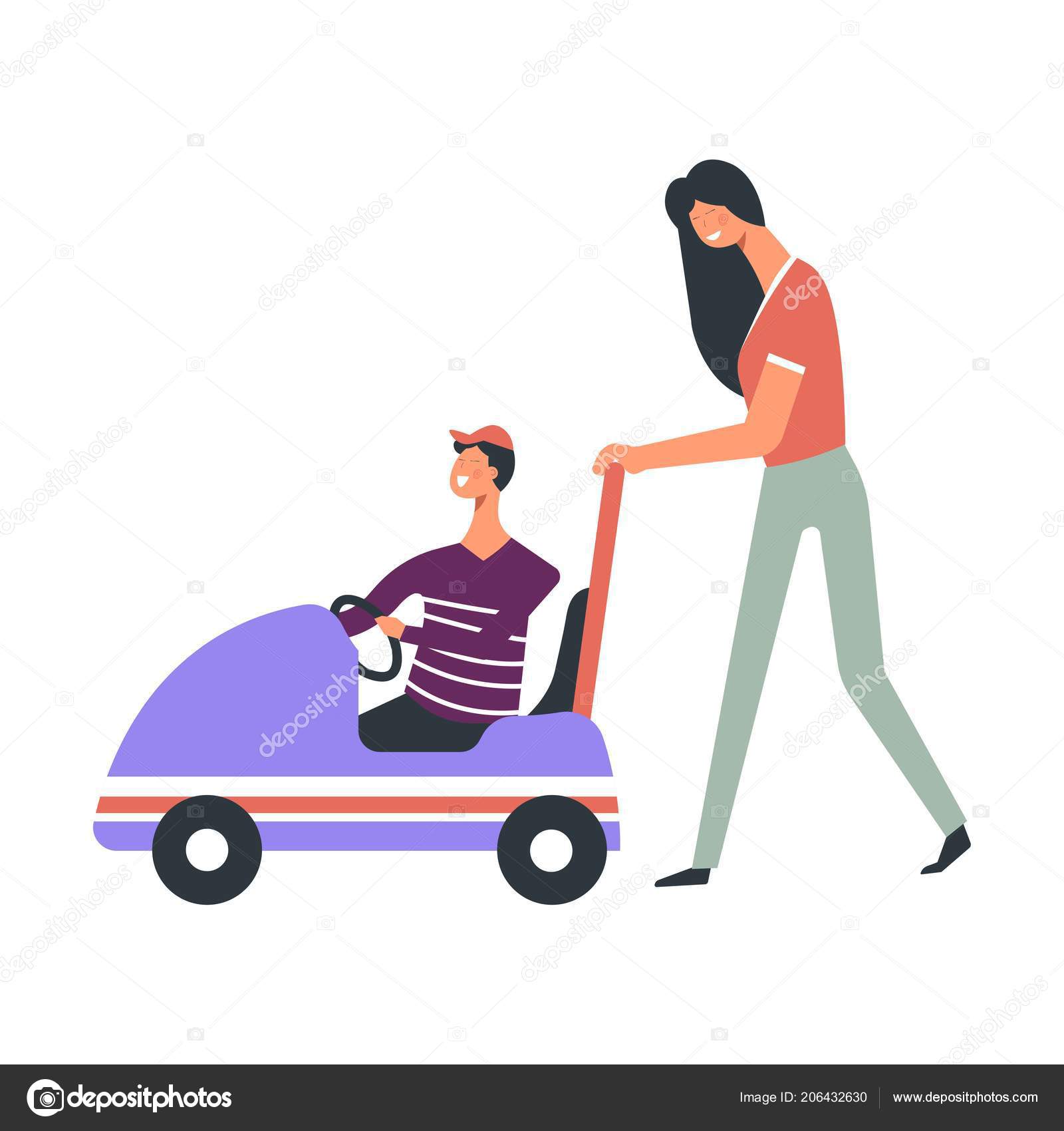 Pushing A Car Cartoon