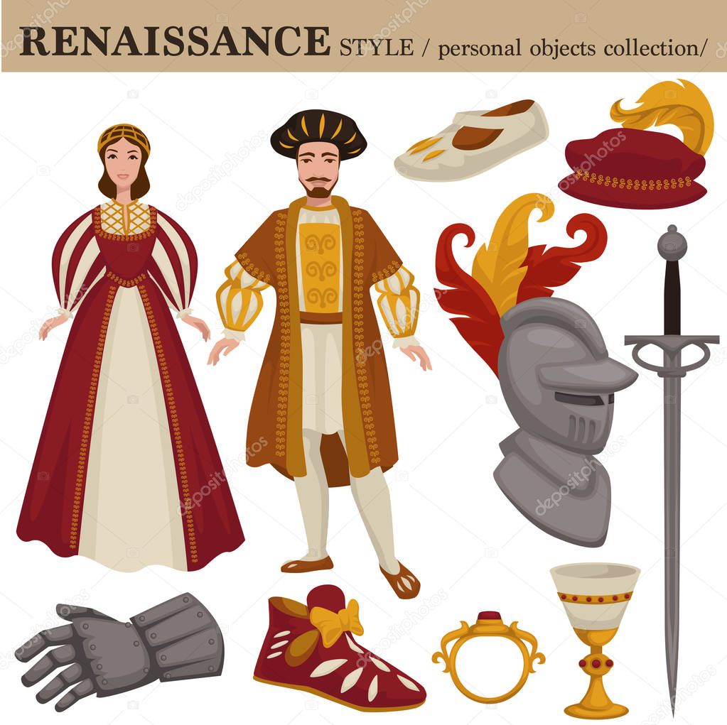 Renacimiento siglo europeo viejo estilo de moda retro de hombre y mujer ...