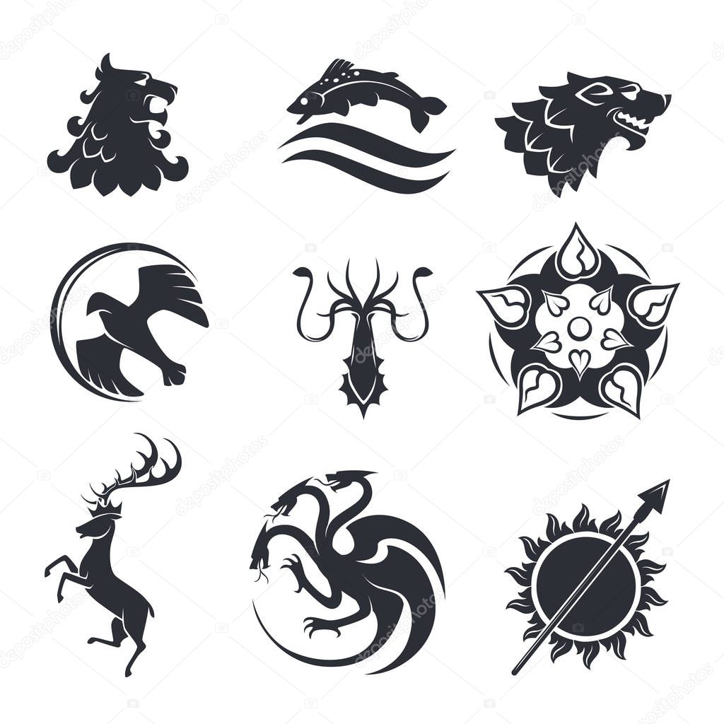 Símbolos De Fuerza Y Poder Logotipo De Thunderbolt Insignias De Poder