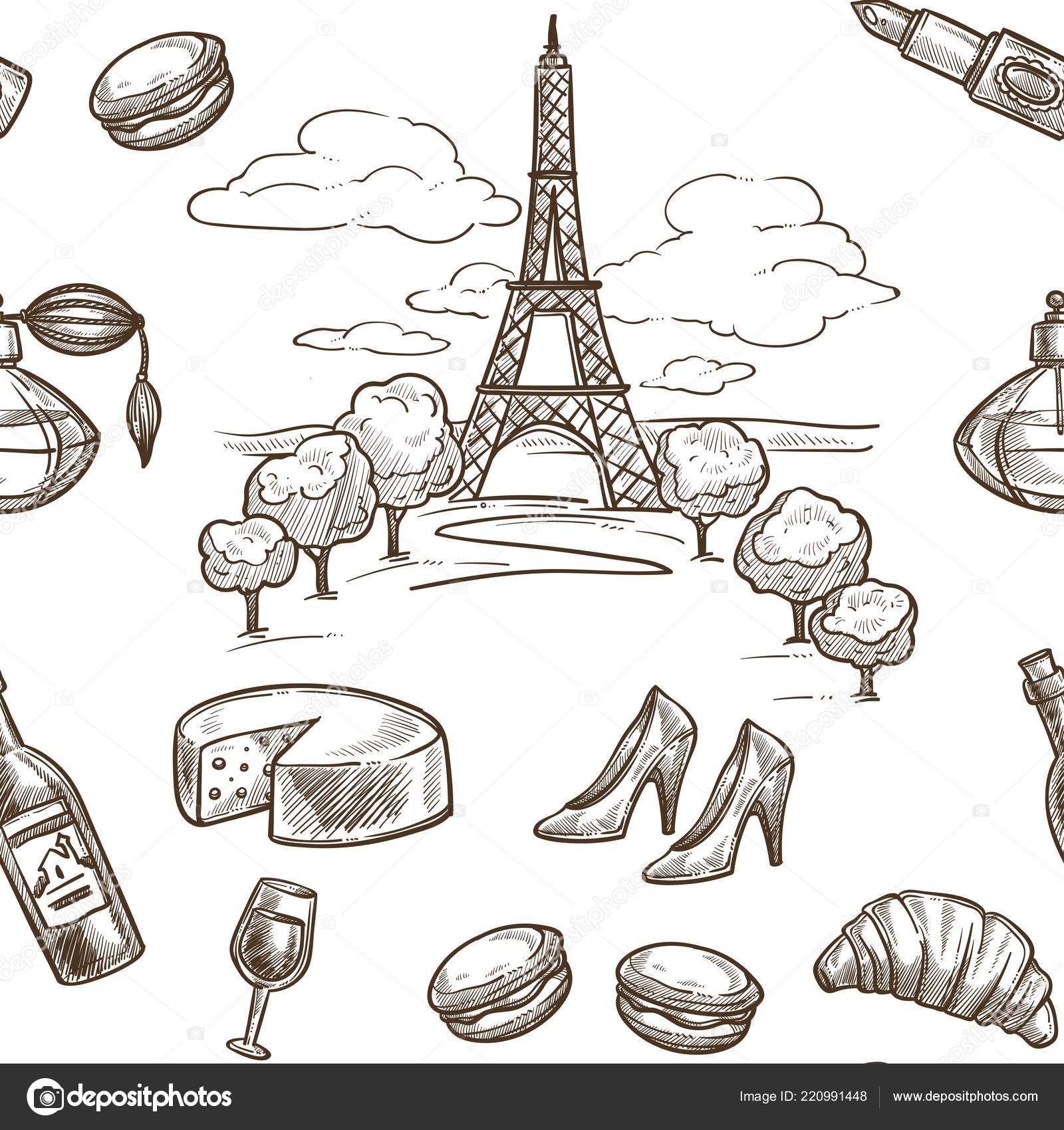 France Sketch Pattern Background Stock Vector by ©Sonulkaster #220991448