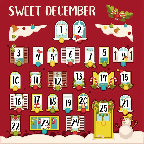 Sweet December Christmas Advent Calendar Dates Traditional Decoration ...