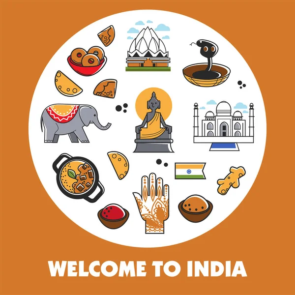 Indian Culture Promo Poster National Symbols Set Stock Vector by ...