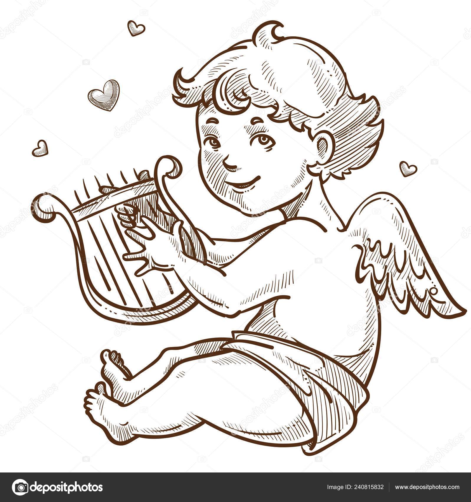 Angel Harp Wings Vector Isolated Sketch Stock Vector by ©Sonulkaster ...