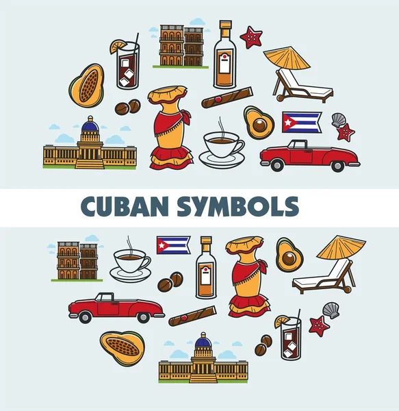 Cuban Culture Promo Banner National Symbols Set Retro Cabriolet Female ...