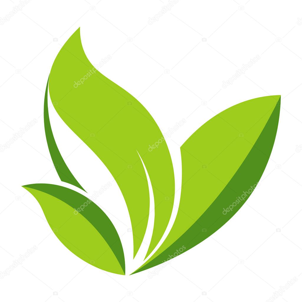 Plantilla logo hoja verde. Icono vectorial de la hoja para el medio ...