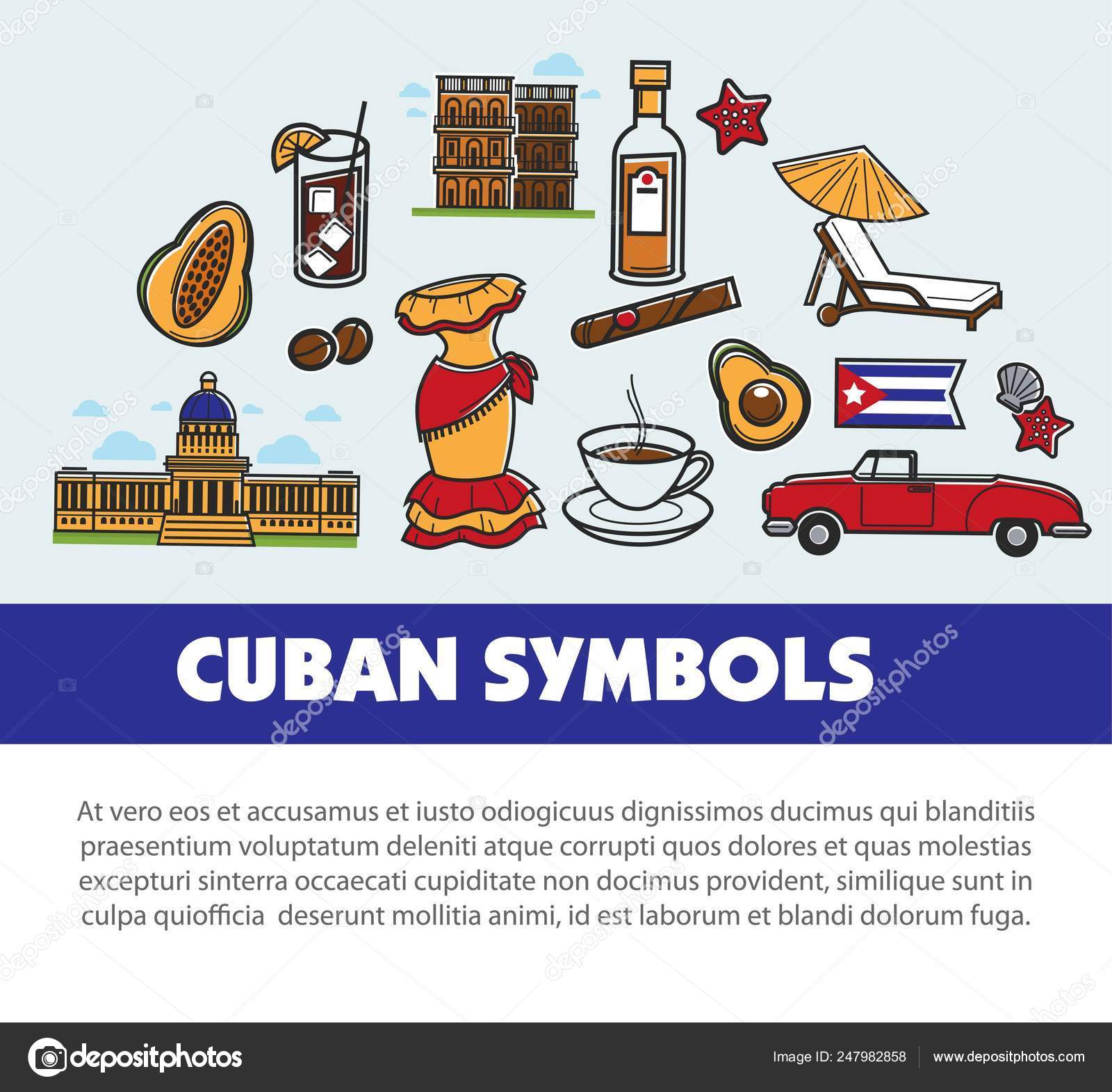 Cuba Travel Poster Information Cuban Culture Famous Symbols Havana ...