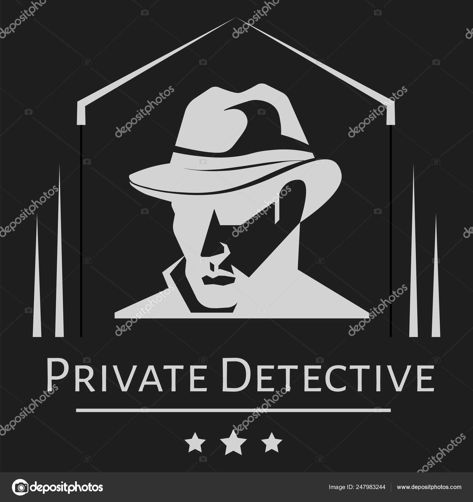 Private Detective Logo Vector Man Hat Investigation Service Agency ...