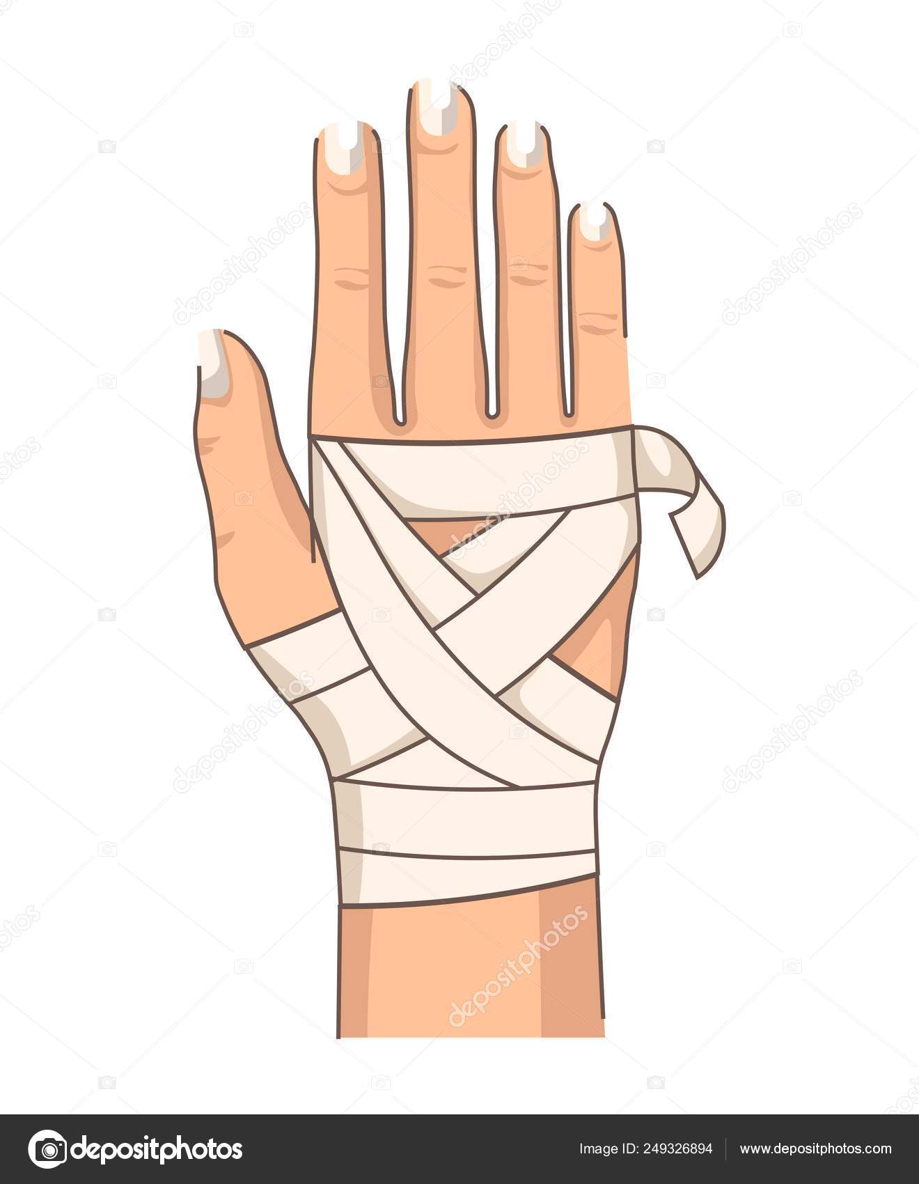 Bandage hand bandaging wrist injury first aid Stock Vector by ...