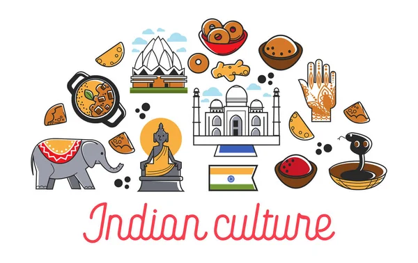 Indian Culture Promo Poster National Symbols Set Stock Vector by ...