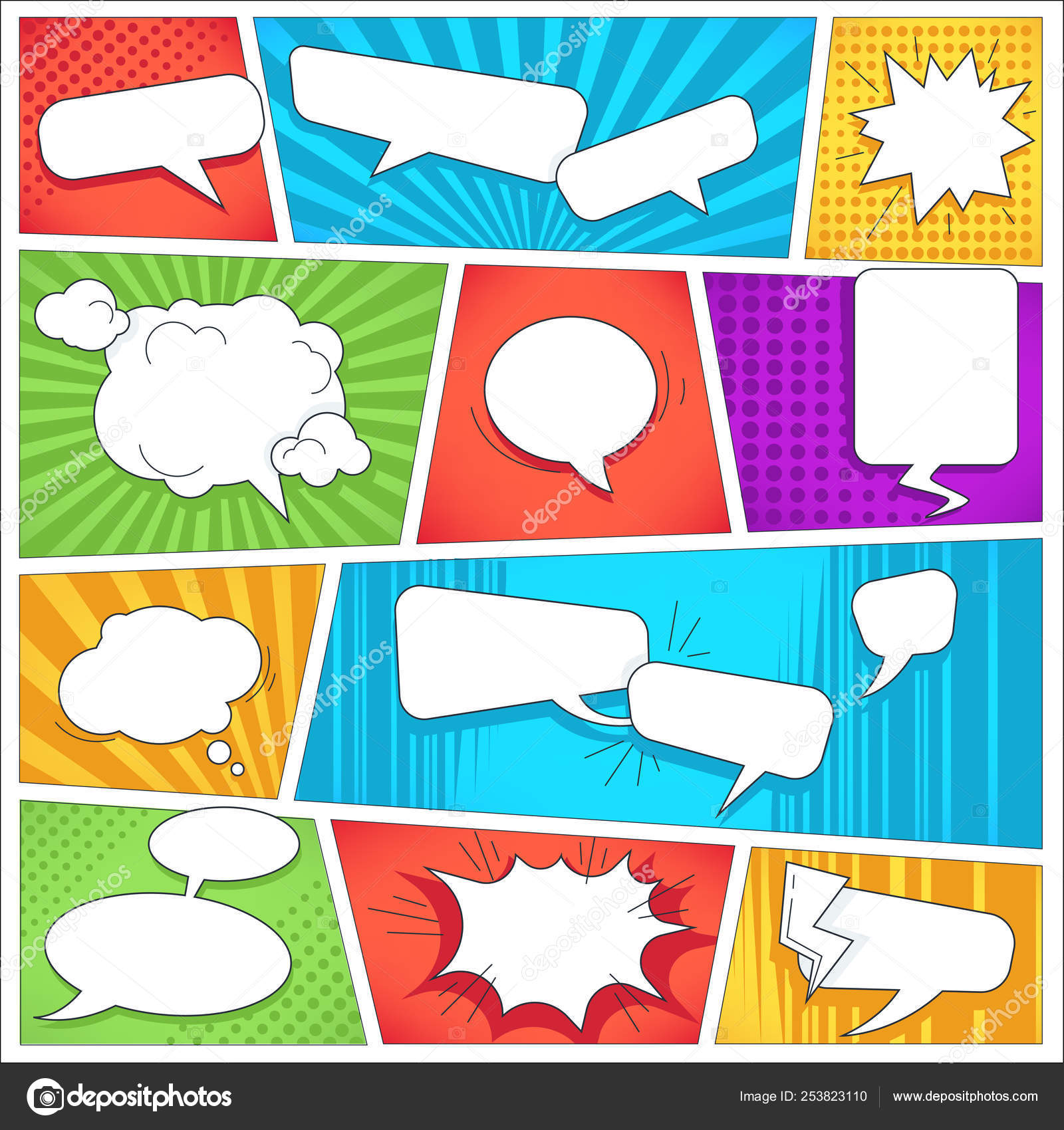 Empty Comic Book Action Bubbles