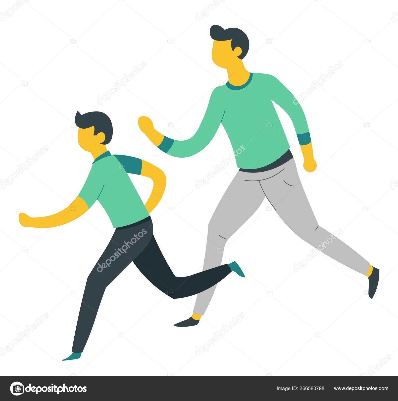 Family Sport Father Son Running Jogging Parent Child Vector Isolated ...