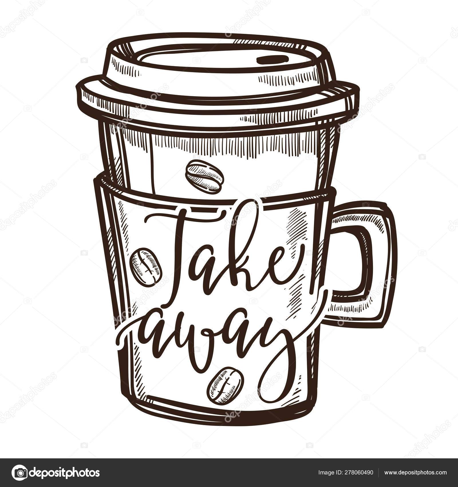 Coffee drink takeaway cup isolated sketch icon Stock Vector by ...