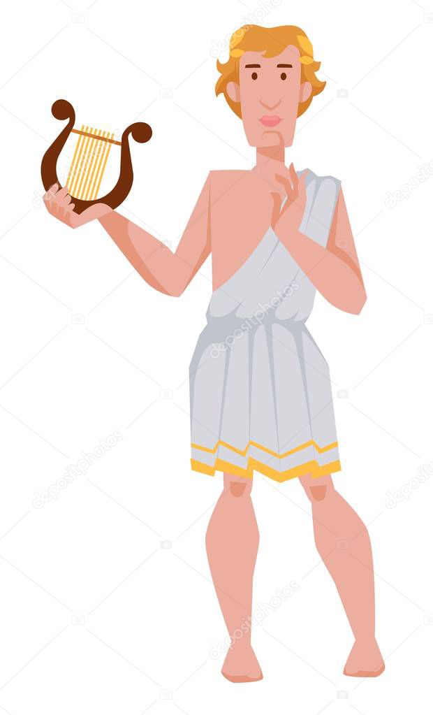 Apolo dios griego o romano de la música y la danza con arco 2022