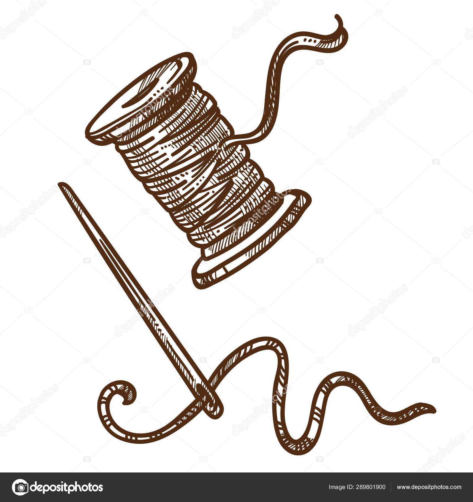 Needle And Thread Spool Drawing