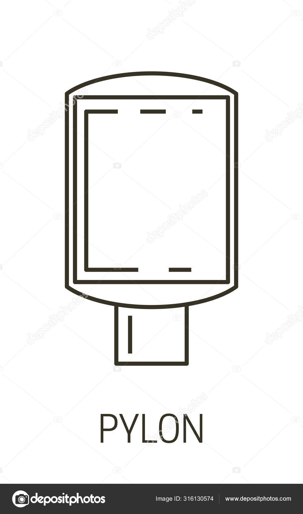Pylon isolated line icon, exterior or interior advertising banner Stock ...