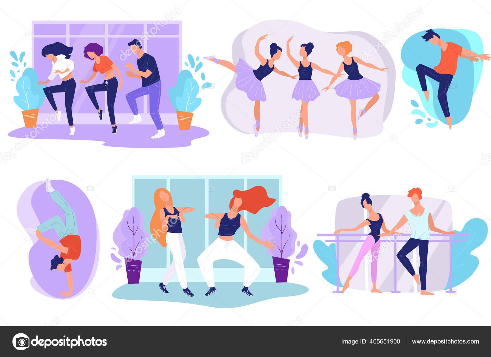 Dancing studio for kids and adults, modern styles Stock Illustration by ...
