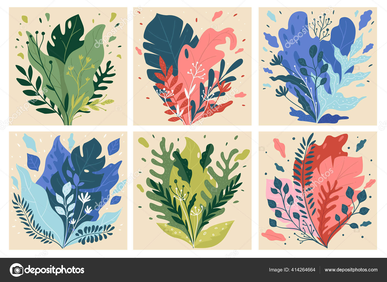 Foliage Flora Design Decorative Leaves Blooming Flowers Ornaments Twigs ...