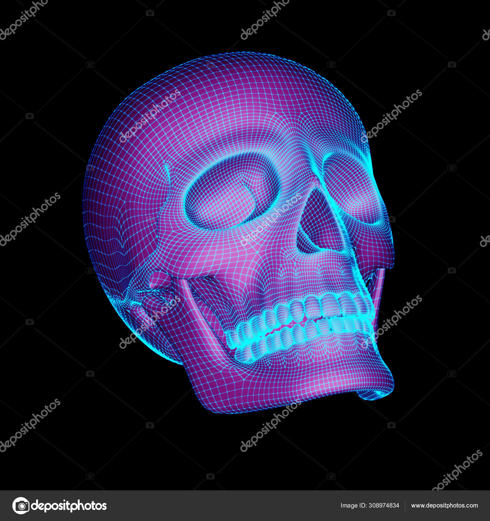 Grid Skull Illustration — Stock Photo © PirenX #308974834